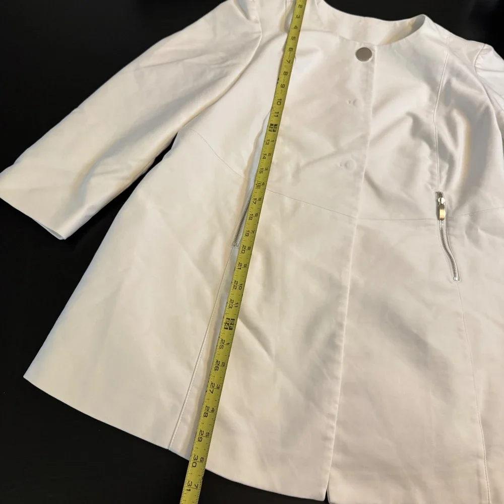 Chico's | Jackets & Coats | Chicos White Collarless Long Sleeve Snap ...